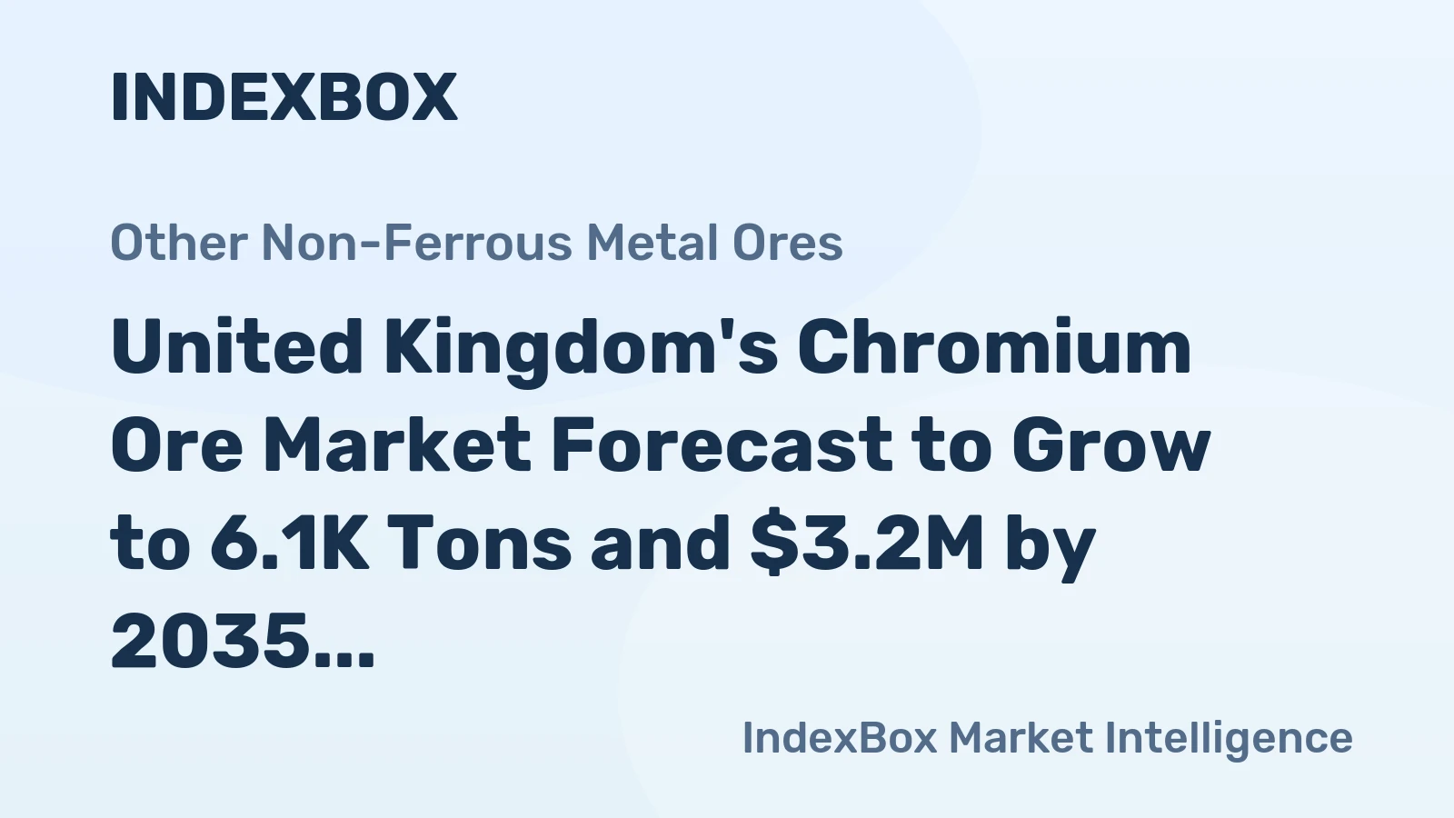 United Kingdom's Chromium Ore Market Forecast to Grow to 6.1K Tons and $3.2M by 2035 After 2024 Contraction