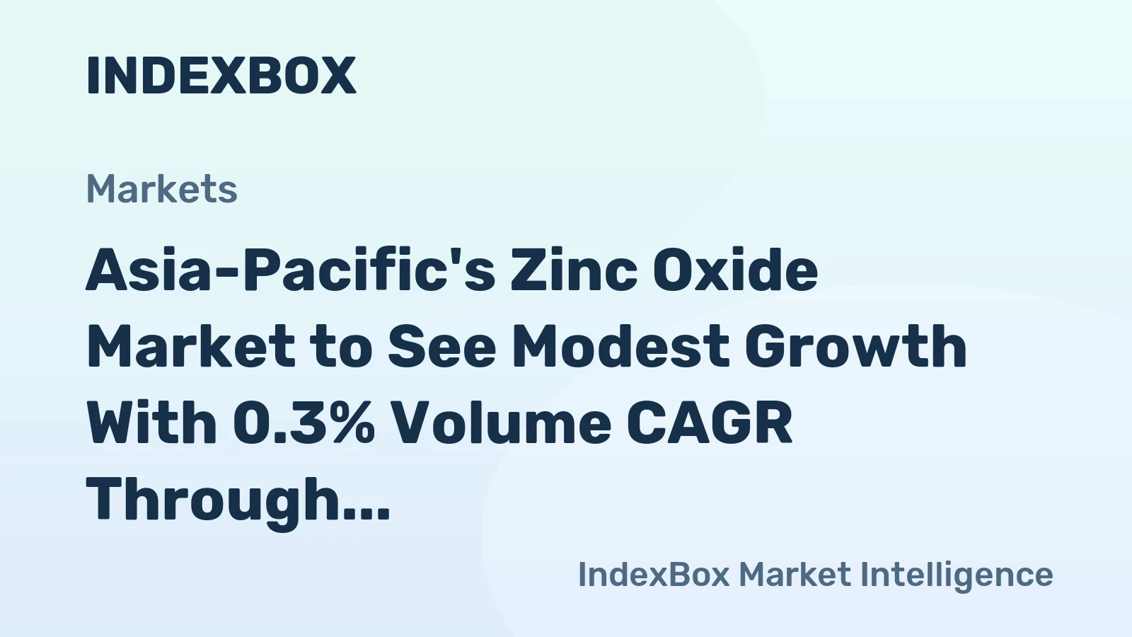 Asia-Pacific's Zinc Oxide Market to See Modest Growth With 0.3% Volume CAGR Through 2035