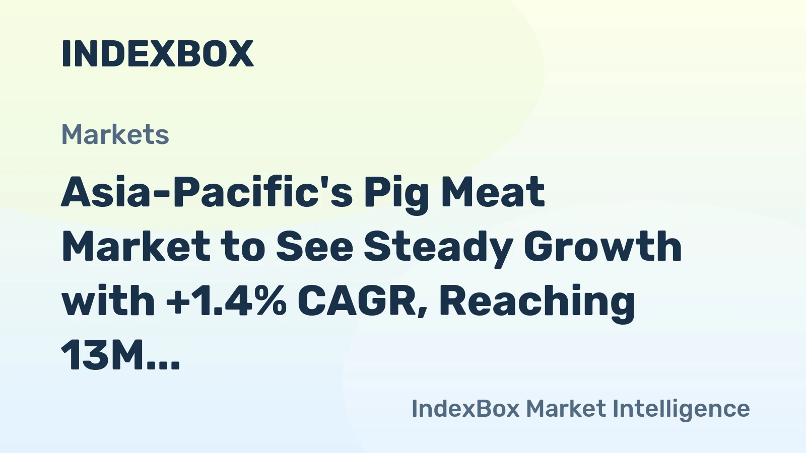 Asia-Pacific's Pig Meat Market to See Steady Growth with +1.4% CAGR, Reaching 13M Tons by 2035