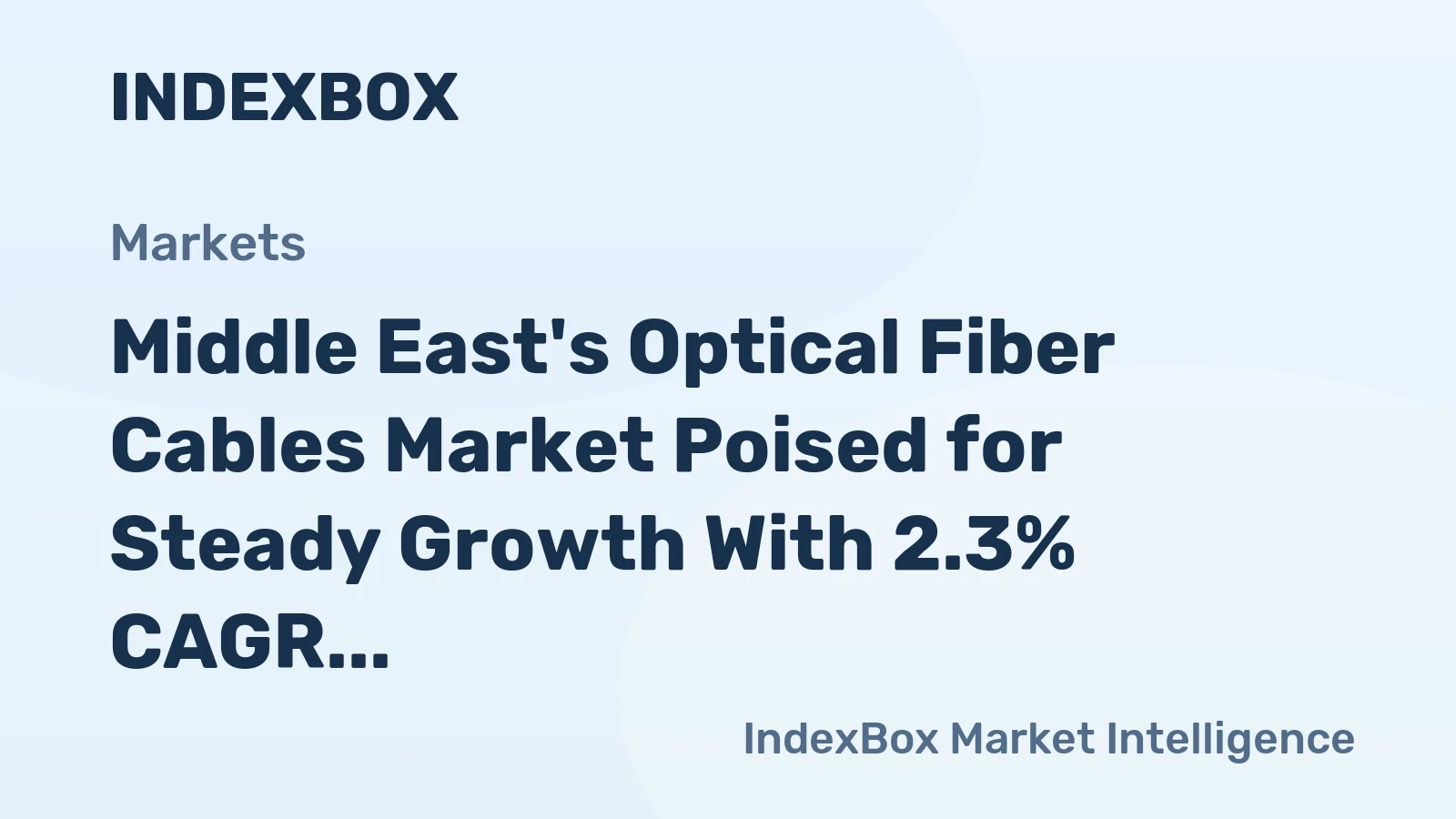 Middle East's Optical Fiber Cables Market Poised for Steady Growth With 2.3% CAGR in Value Through 2035