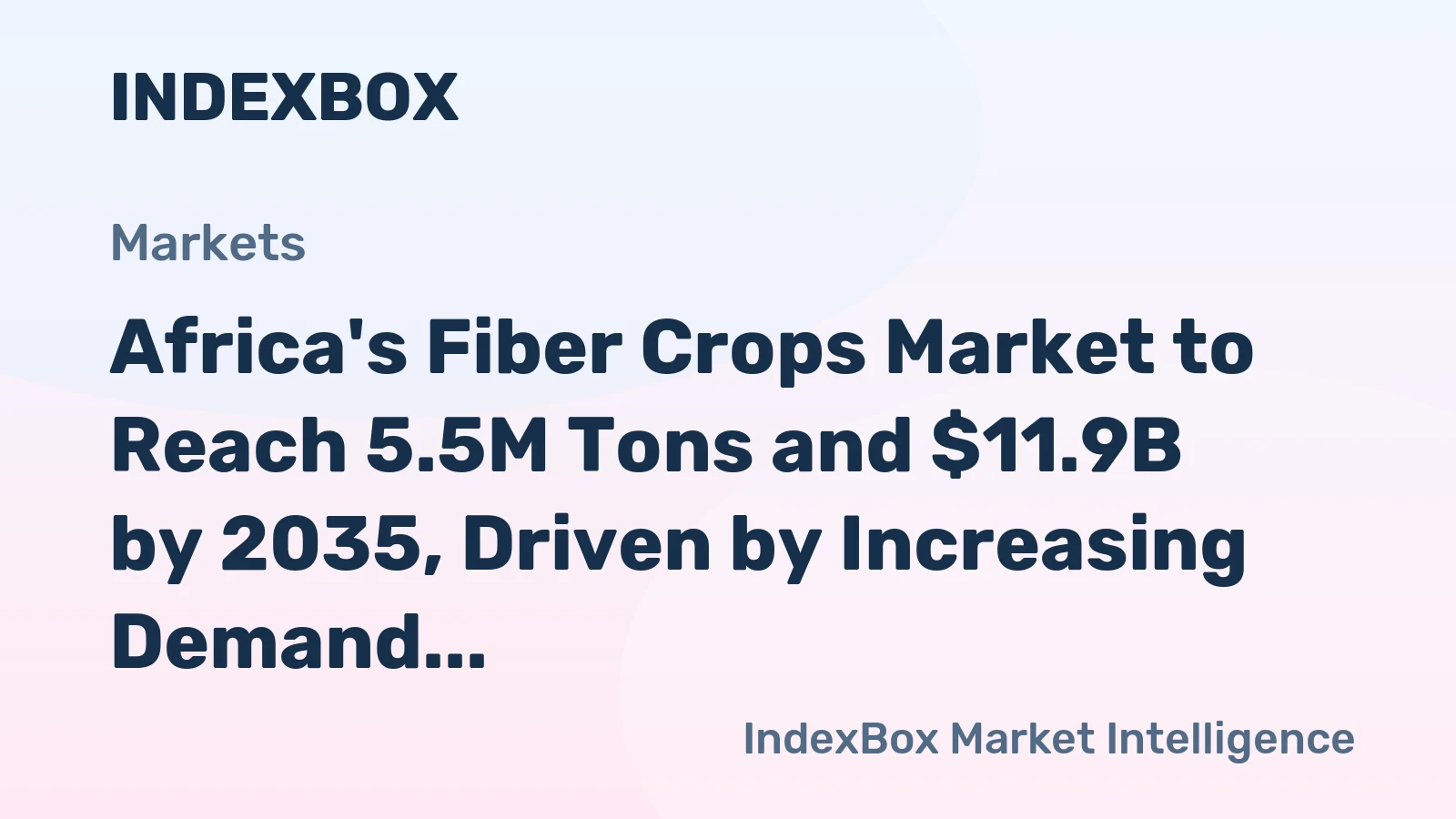 Africa's Fiber Crops Market to Reach 5.5M Tons and $11.9B by 2035, Driven by Increasing Demand