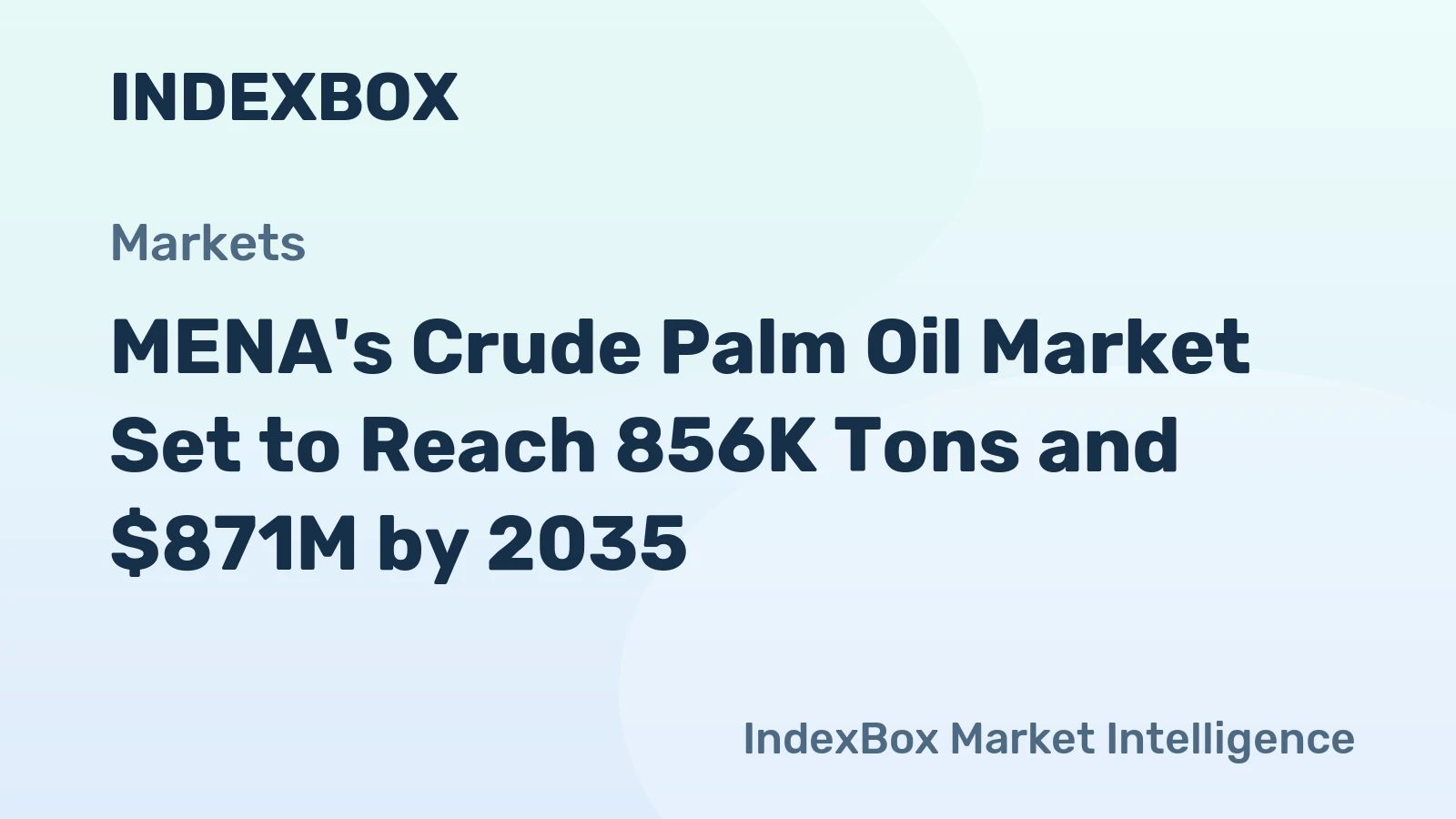 MENA's Crude Palm Oil Market Set to Reach 856K Tons and $871M by 2035