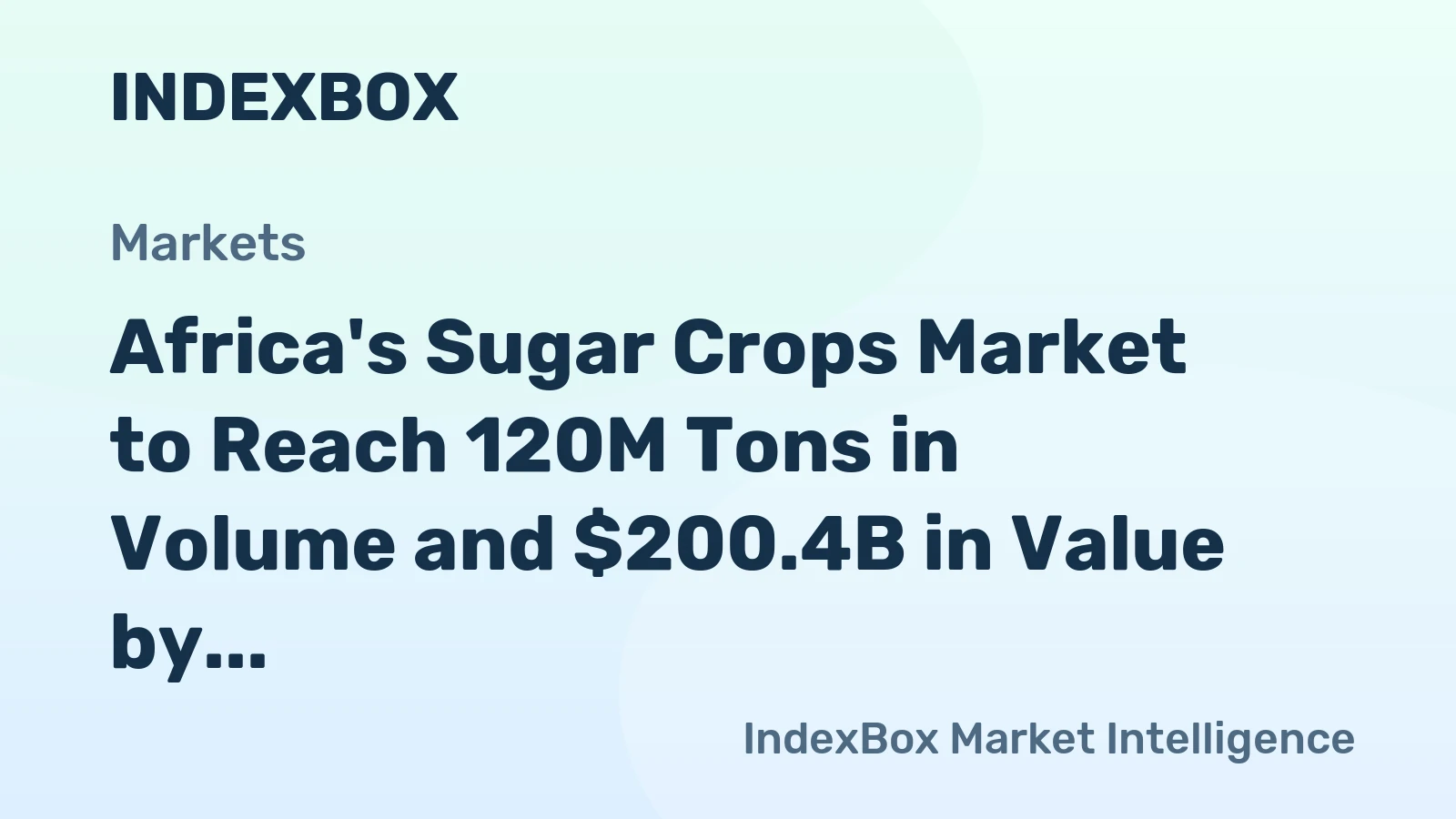 Africa's Sugar Crops Market to Reach 120M Tons in Volume and $200.4B in Value by 2035, Fueled by Increasing Demand