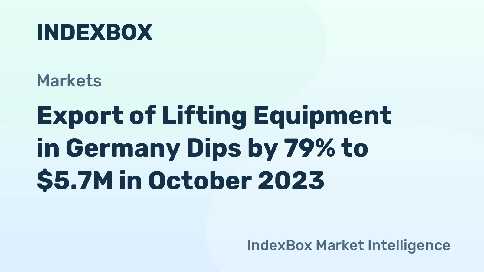 Export of Lifting Equipment in Germany Dips by 79% to $5.7M in October 2023