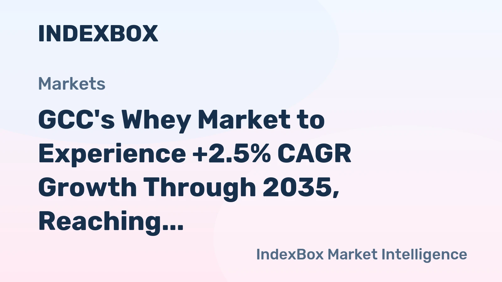 GCC's Whey Market to Experience +2.5% CAGR Growth Through 2035, Reaching 27K Tons