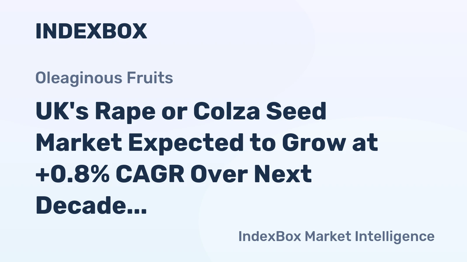 UK's Rape or Colza Seed Market Expected to Grow at +0.8% CAGR Over Next Decade
