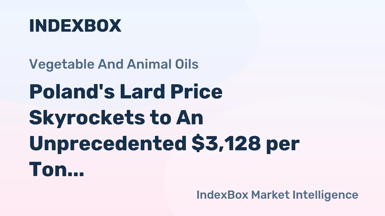 Poland's Lard Price Skyrockets to An Unprecedented $3,128 per Ton
