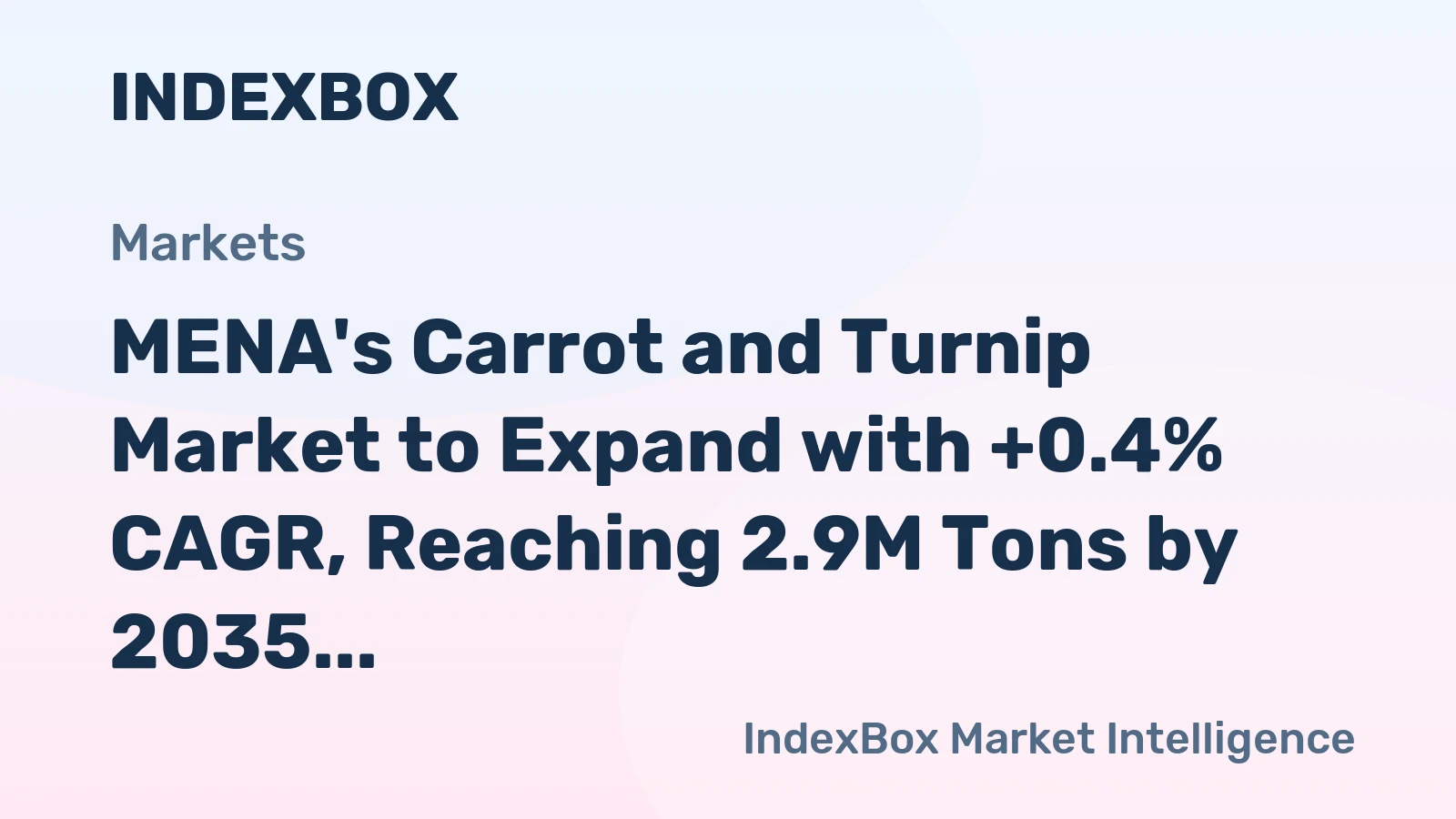MENA's Carrot and Turnip Market to Expand with +0.4% CAGR, Reaching 2.9M Tons by 2035