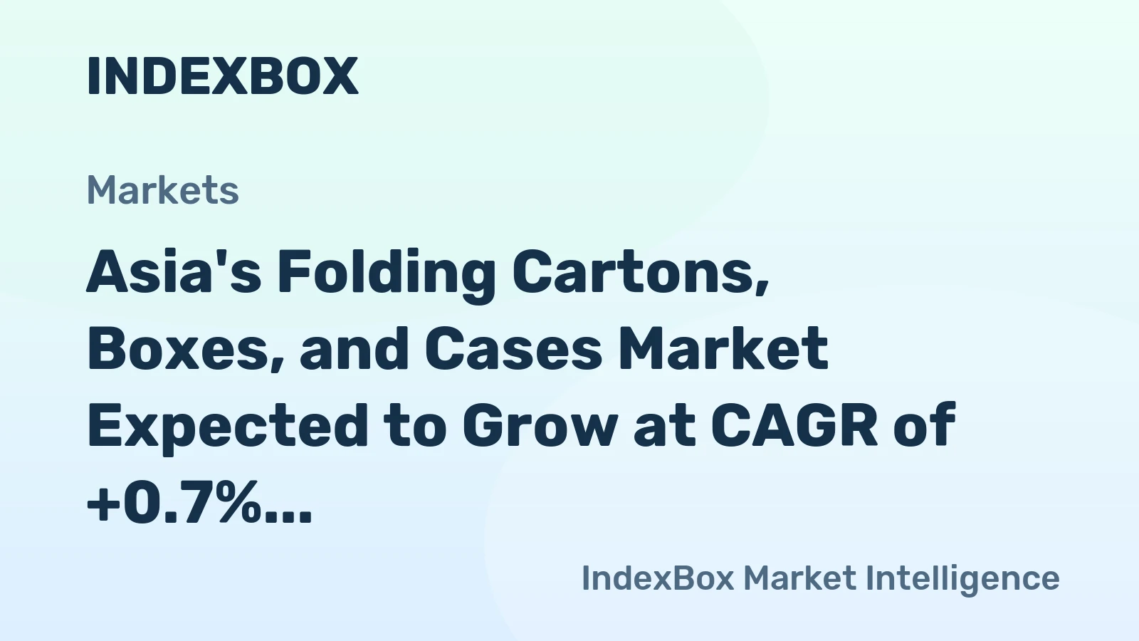 Asia's Folding Cartons, Boxes, and Cases Market Expected to Grow at CAGR of +0.7% from 2024 to 2035