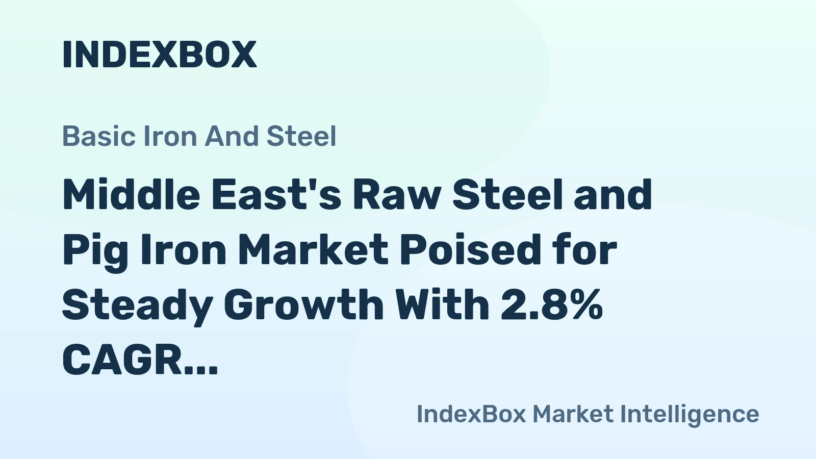 Middle East's Raw Steel and Pig Iron Market Poised for Steady Growth With 2.8% CAGR in Value