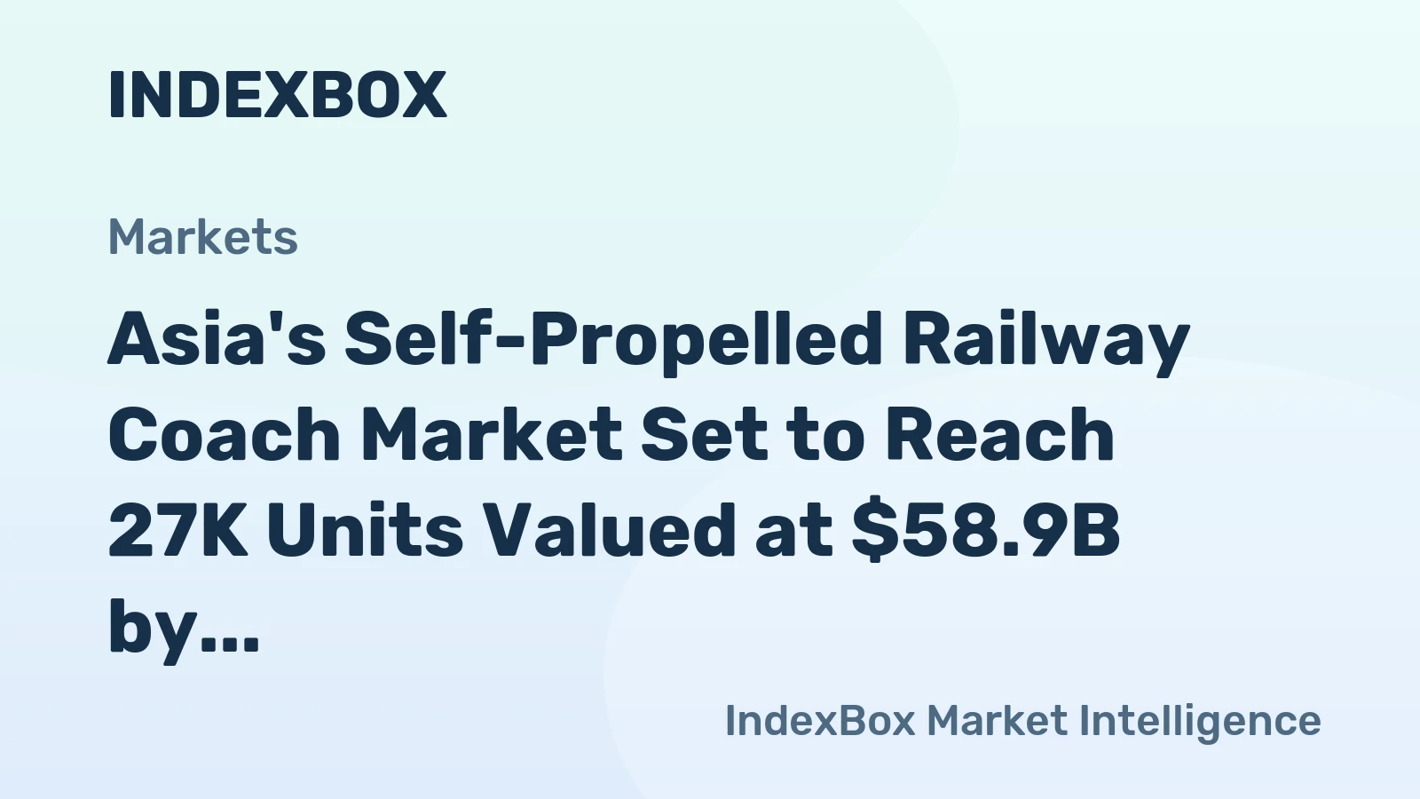 Asia's Self-Propelled Railway Coach Market Set to Reach 27K Units Valued at $58.9B by 2035