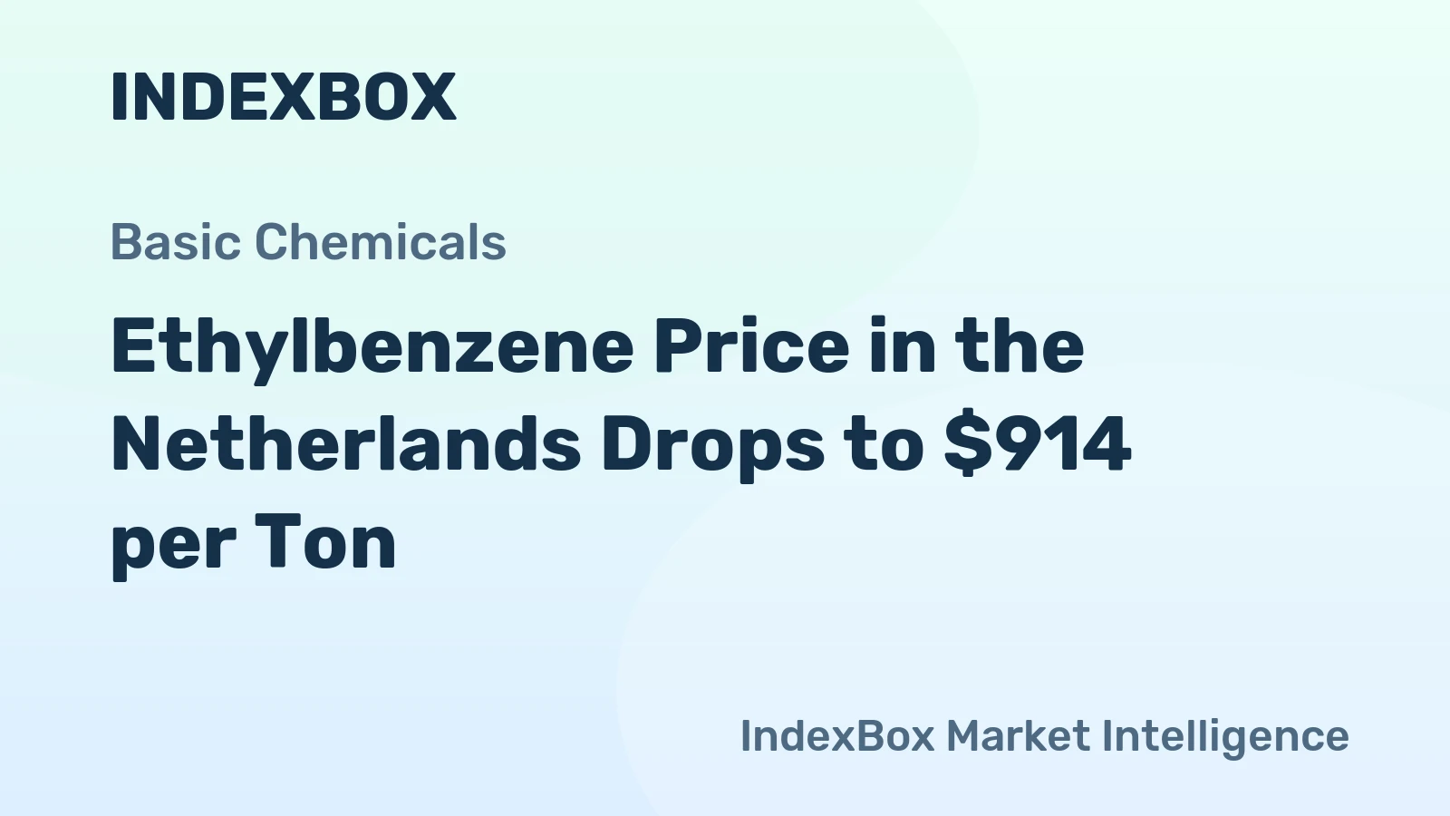 Ethylbenzene Price in the Netherlands Drops to $914 per Ton