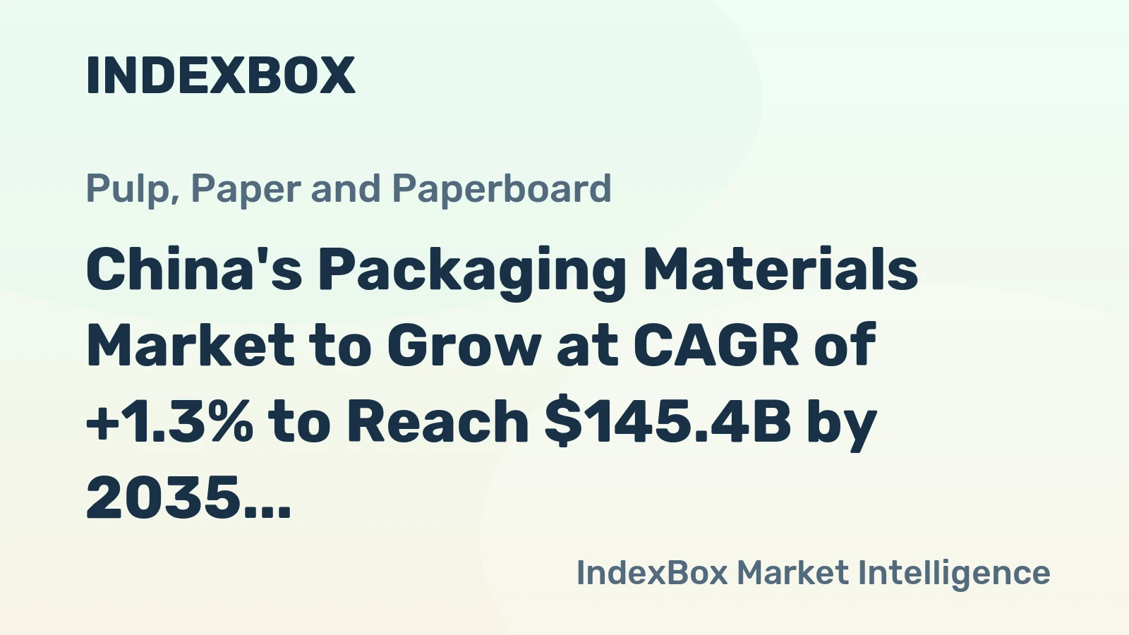 China's Packaging Materials Market to Grow at CAGR of +1.3% to Reach $145.4B by 2035
