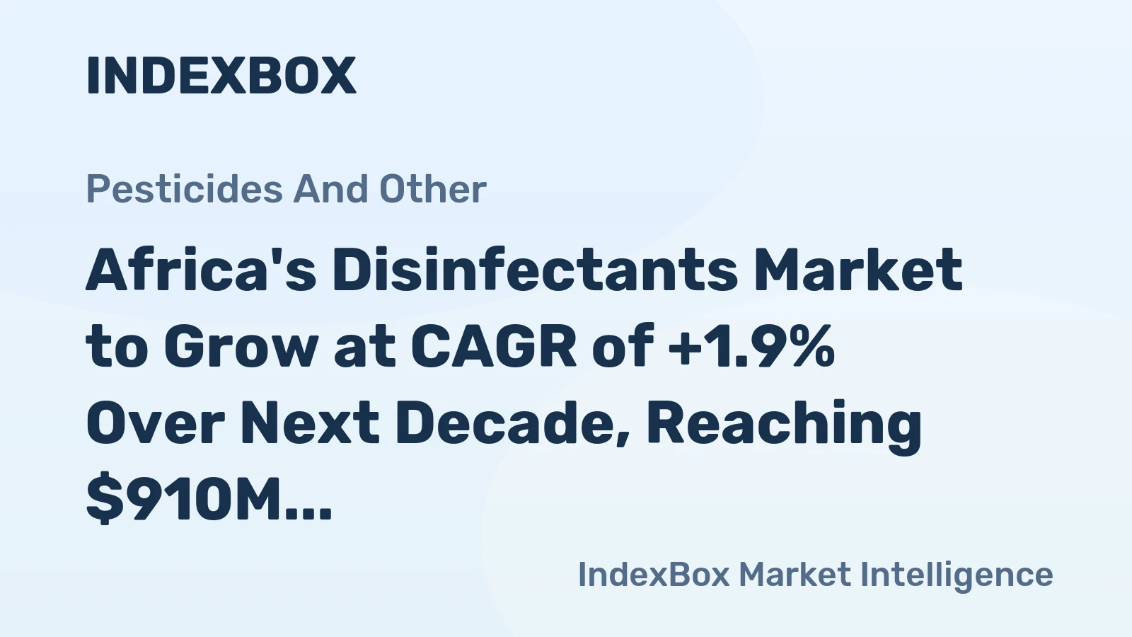 Africa's Disinfectants Market to Grow at CAGR of +1.9% Over Next Decade, Reaching $910M by 2035