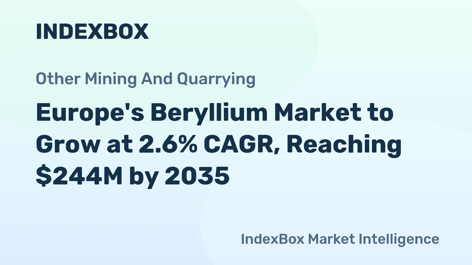 Europe's Beryllium Market to Grow at 2.6% CAGR, Reaching $244M by 2035