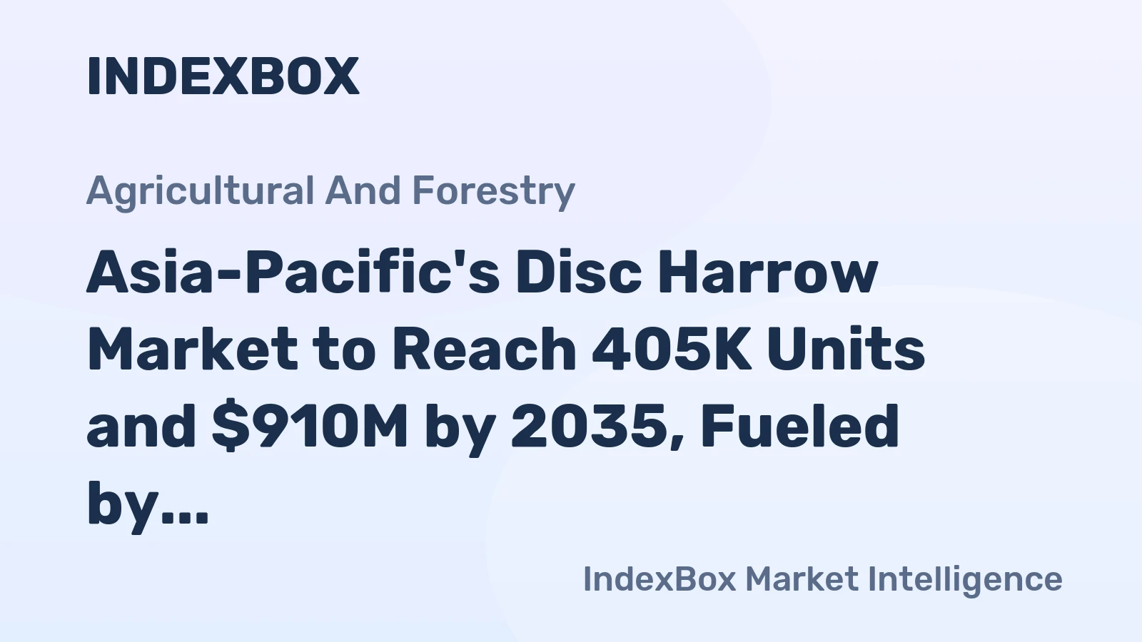 Asia-Pacific's Disc Harrow Market to Reach 405K Units and $910M by 2035, Fueled by Growing Demand