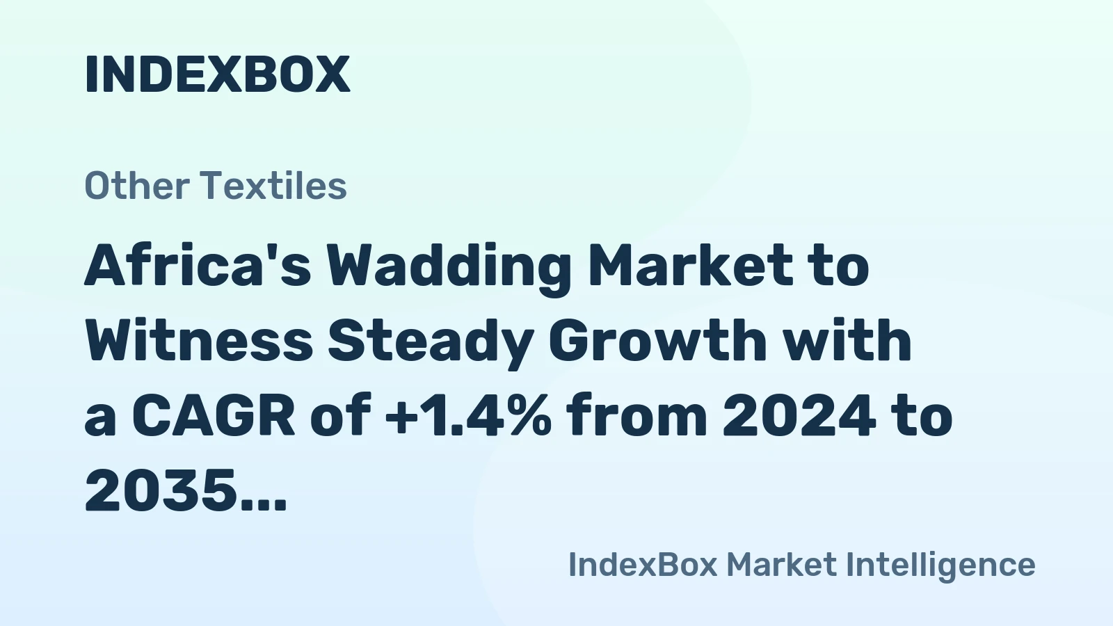 Africa's Wadding Market to Witness Steady Growth with a CAGR of +1.4% from 2024 to 2035