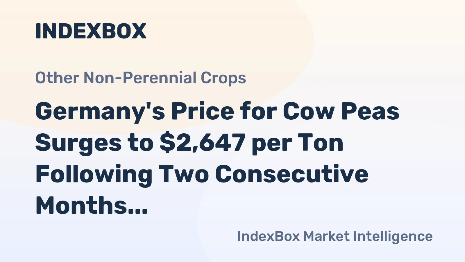 Germany's Price for Cow Peas Surges to $2,647 per Ton Following Two Consecutive Months of Growth