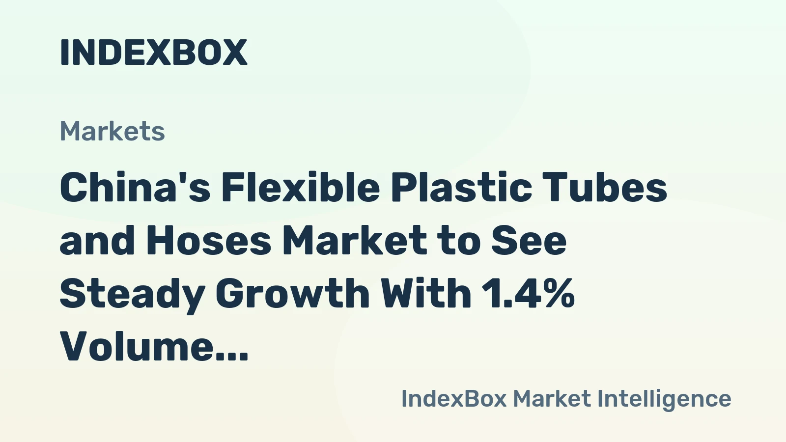 China's Flexible Plastic Tubes and Hoses Market to See Steady Growth With 1.4% Volume CAGR Through 2035