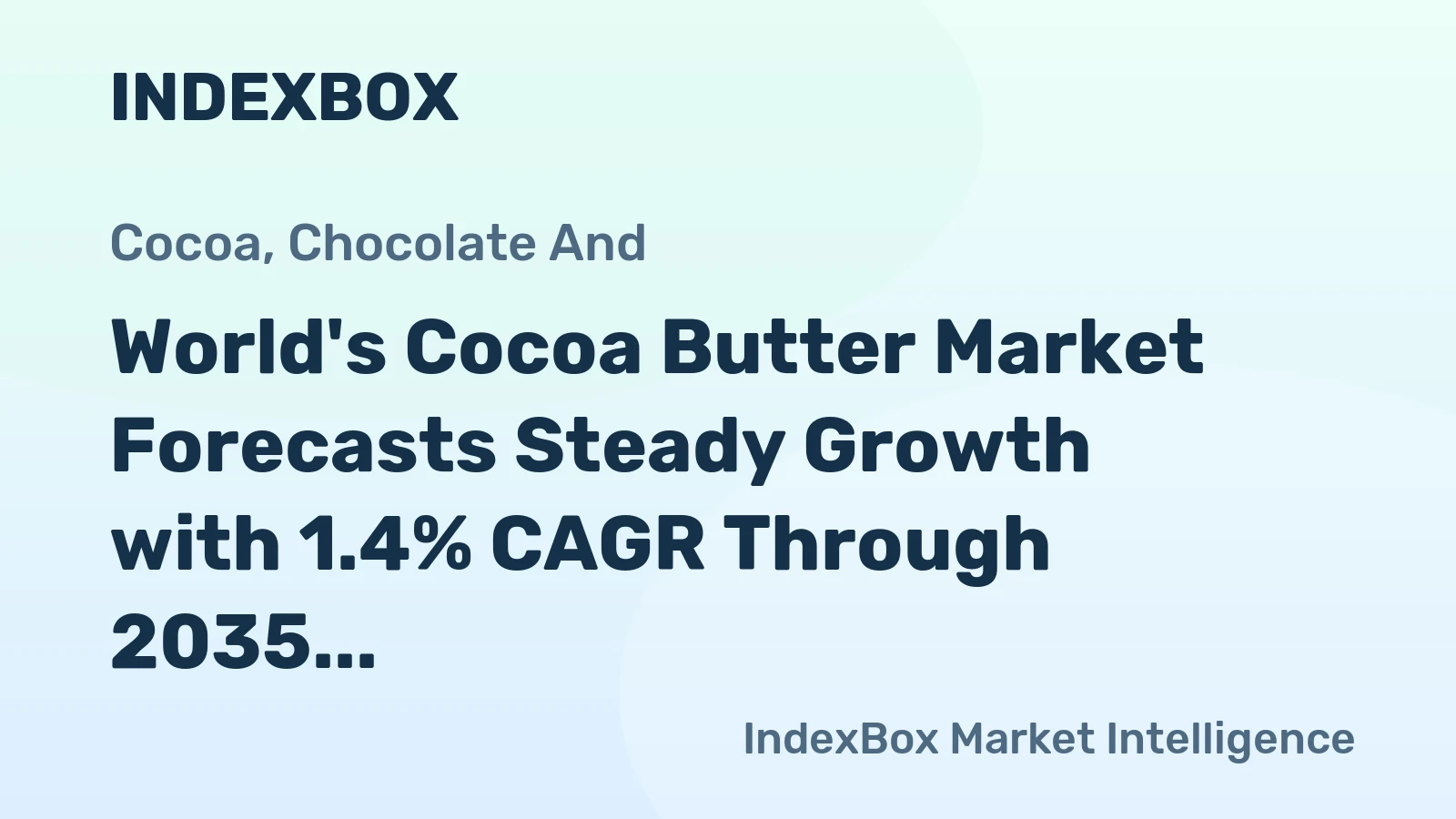 World's Cocoa Butter Market Forecasts Steady Growth with 1.4% CAGR Through 2035