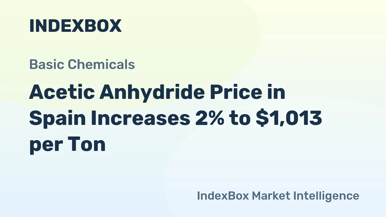 Acetic Anhydride Price in Spain Increases 2% to $1,013 per Ton