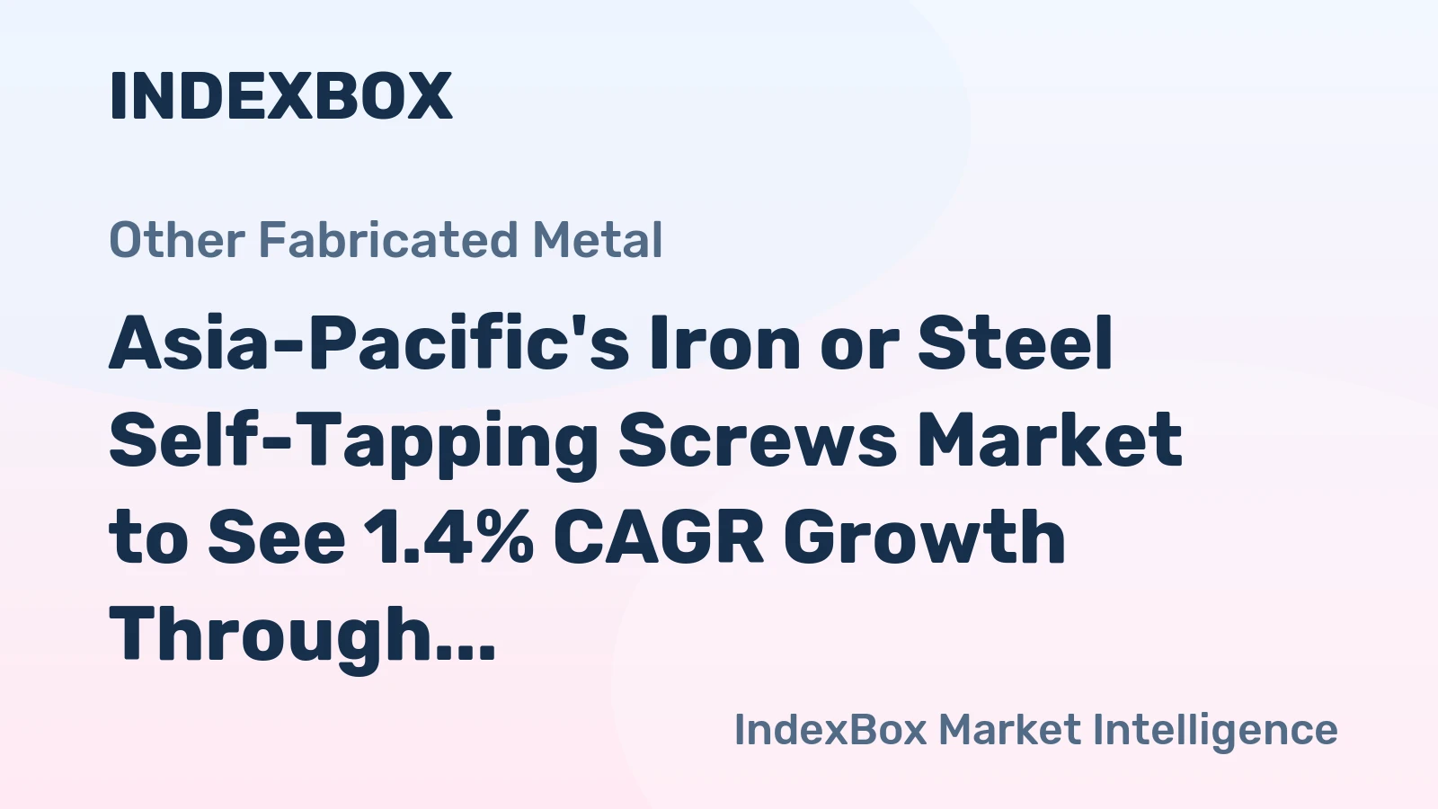 Asia-Pacific's Iron or Steel Self-Tapping Screws Market to See 1.4% CAGR Growth Through 2035, Reaching $3.3B
