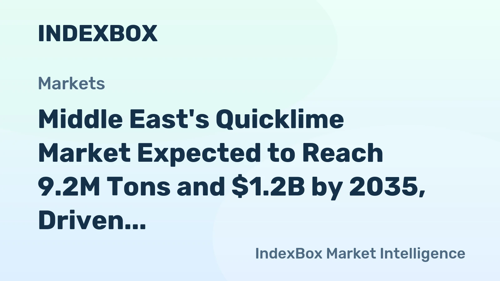 Middle East's Quicklime Market Expected to Reach 9.2M Tons and $1.2B by 2035, Driven by Increasing Demand