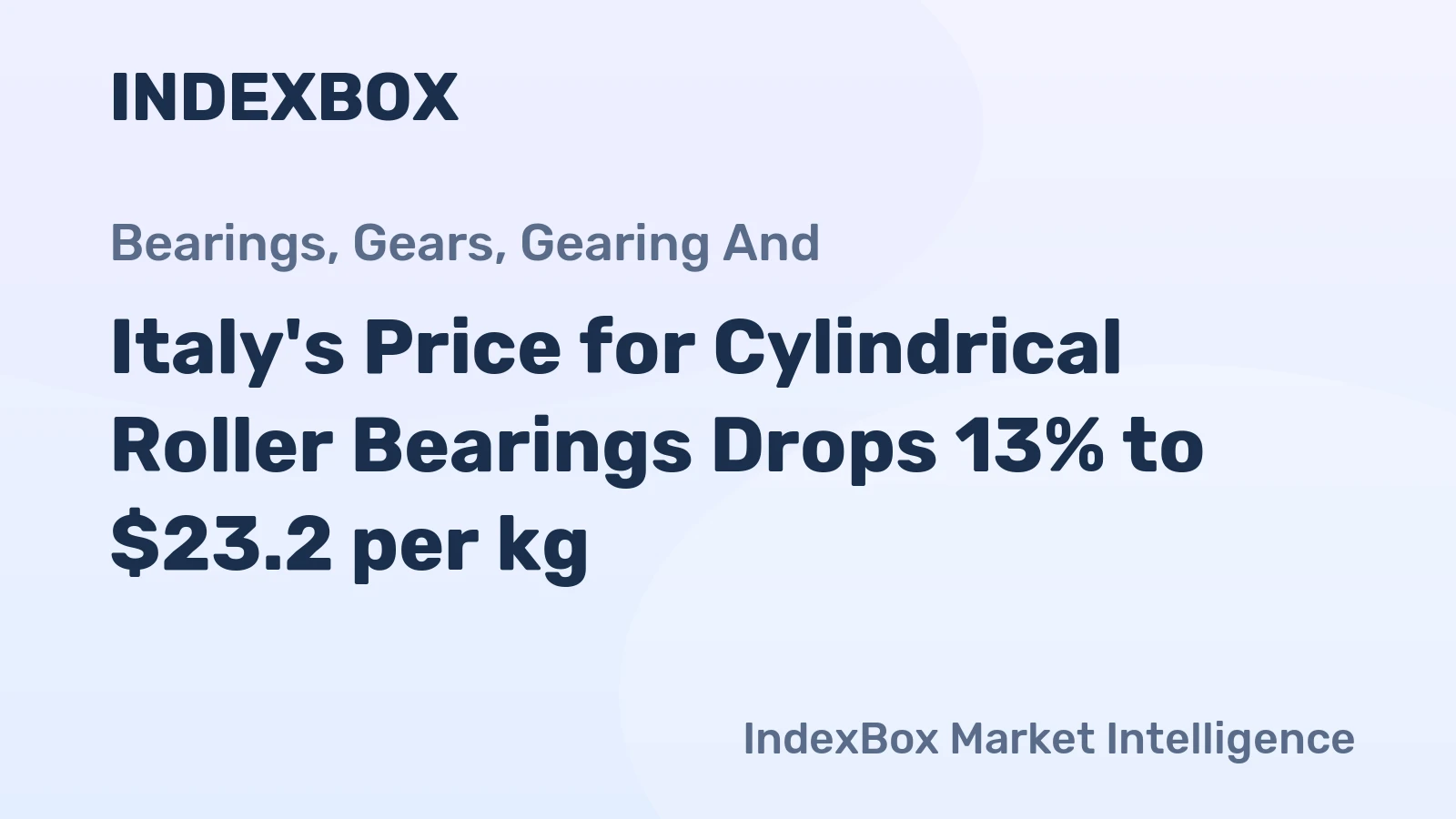 Italy's Price for Cylindrical Roller Bearings Drops 13% to $23.2 per kg