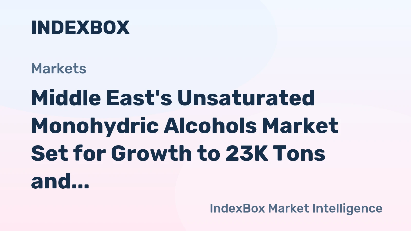 Middle East's Unsaturated Monohydric Alcohols Market Set for Growth to 23K Tons and $451M