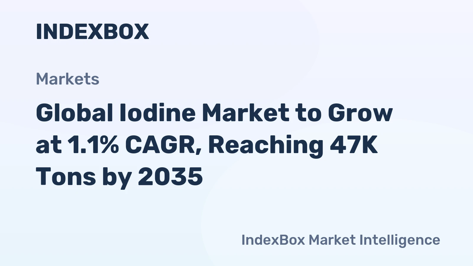 Global Iodine Market to Grow at 1.1% CAGR, Reaching 47K Tons by 2035