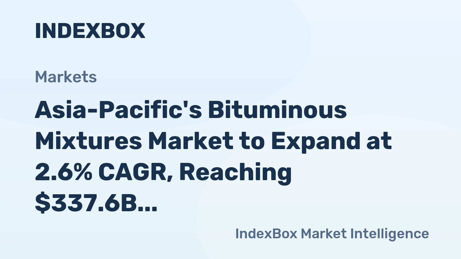 Asia-Pacific's Bituminous Mixtures Market to Expand at 2.6% CAGR, Reaching $337.6B by 2035