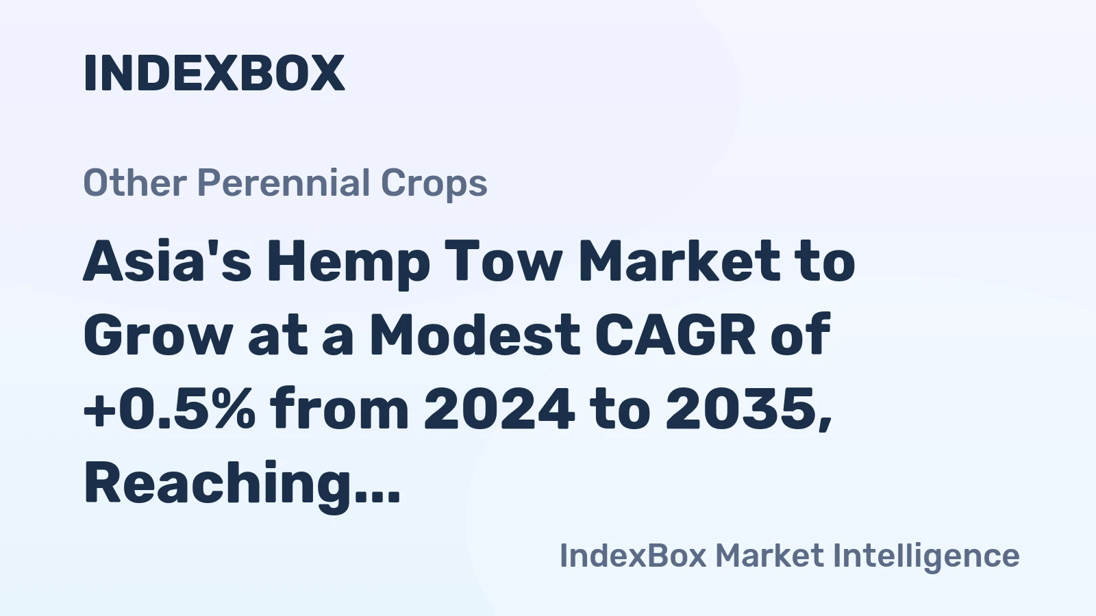 Asia's Hemp Tow Market to Grow at a Modest CAGR of +0.5% from 2024 to 2035, Reaching 140K Tons by 2035