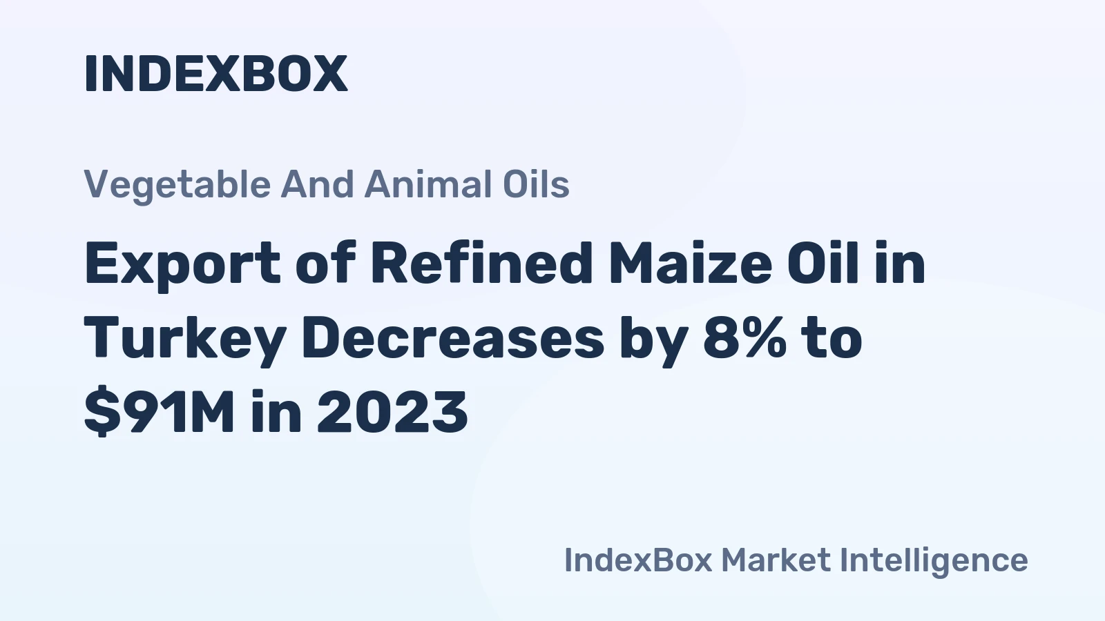 Export of Refined Maize Oil in Turkey Decreases by 8% to $91M in 2023