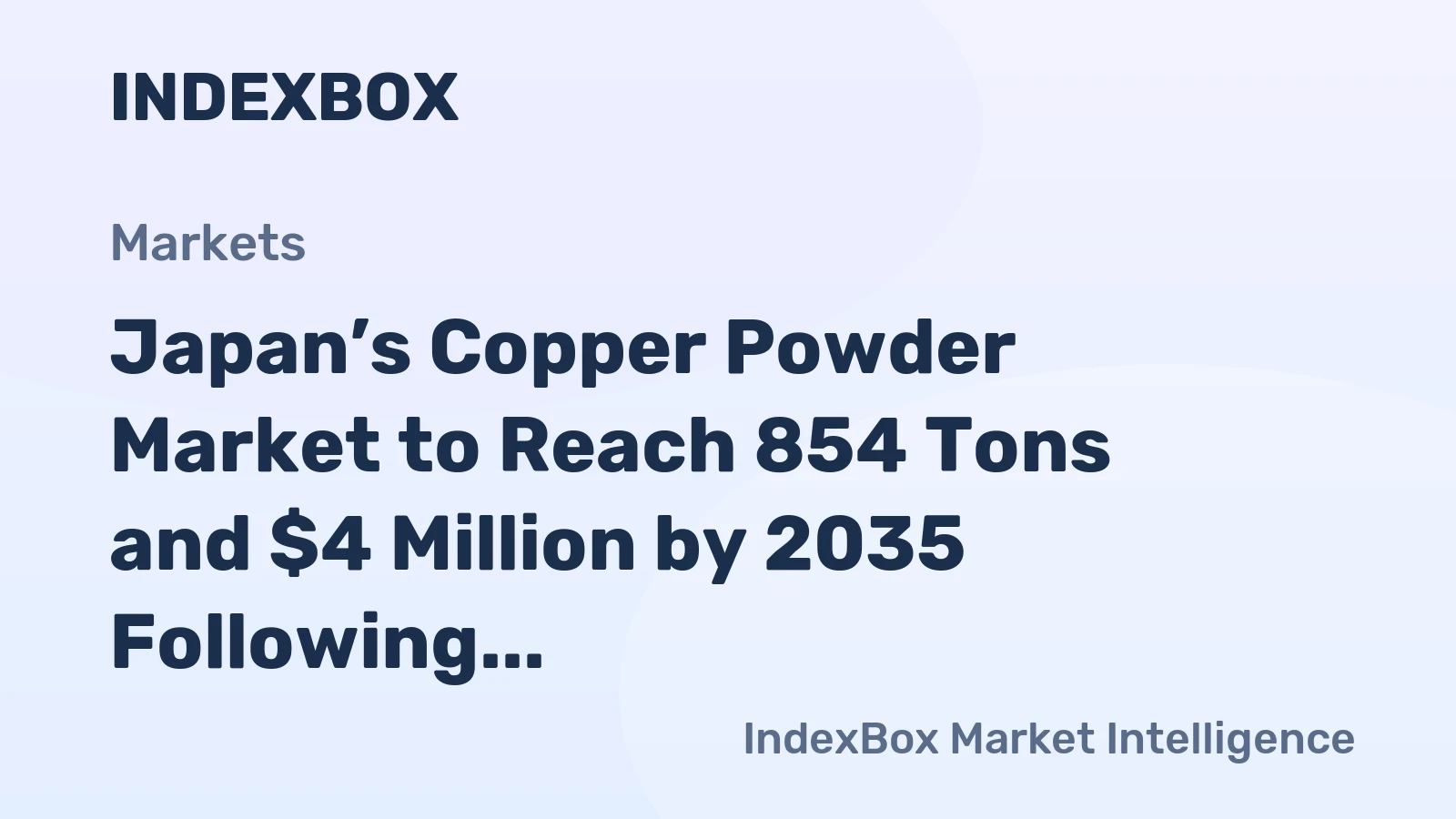 Japan’s Copper Powder Market to Reach 854 Tons and $4 Million by 2035 Following Post-2024 Recovery