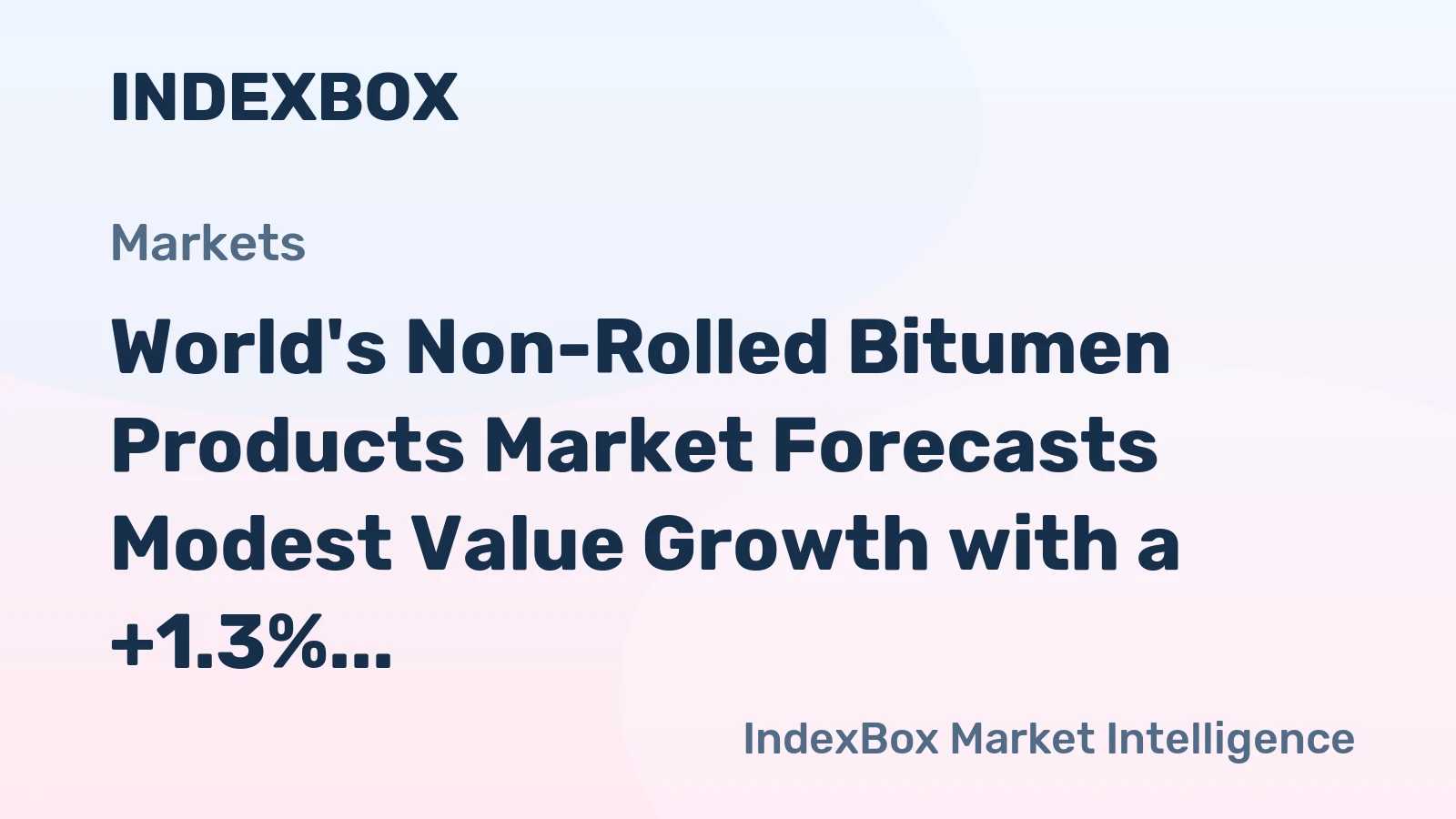 World's Non-Rolled Bitumen Products Market Forecasts Modest Value Growth with a +1.3% CAGR