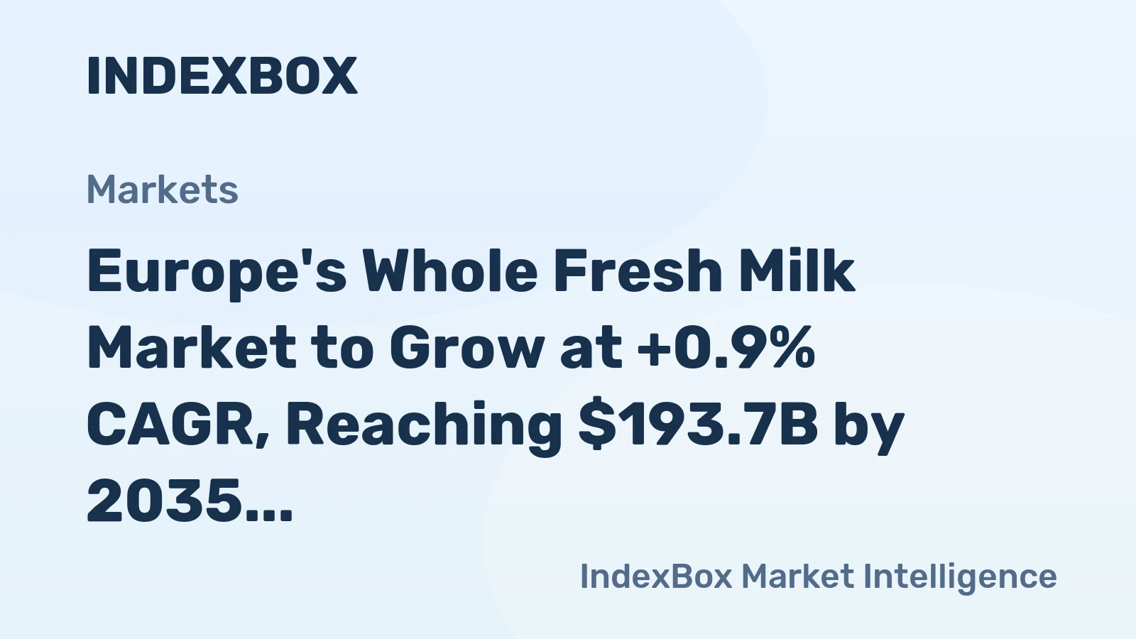 Europe's Whole Fresh Milk Market to Grow at +0.9% CAGR, Reaching $193.7B by 2035