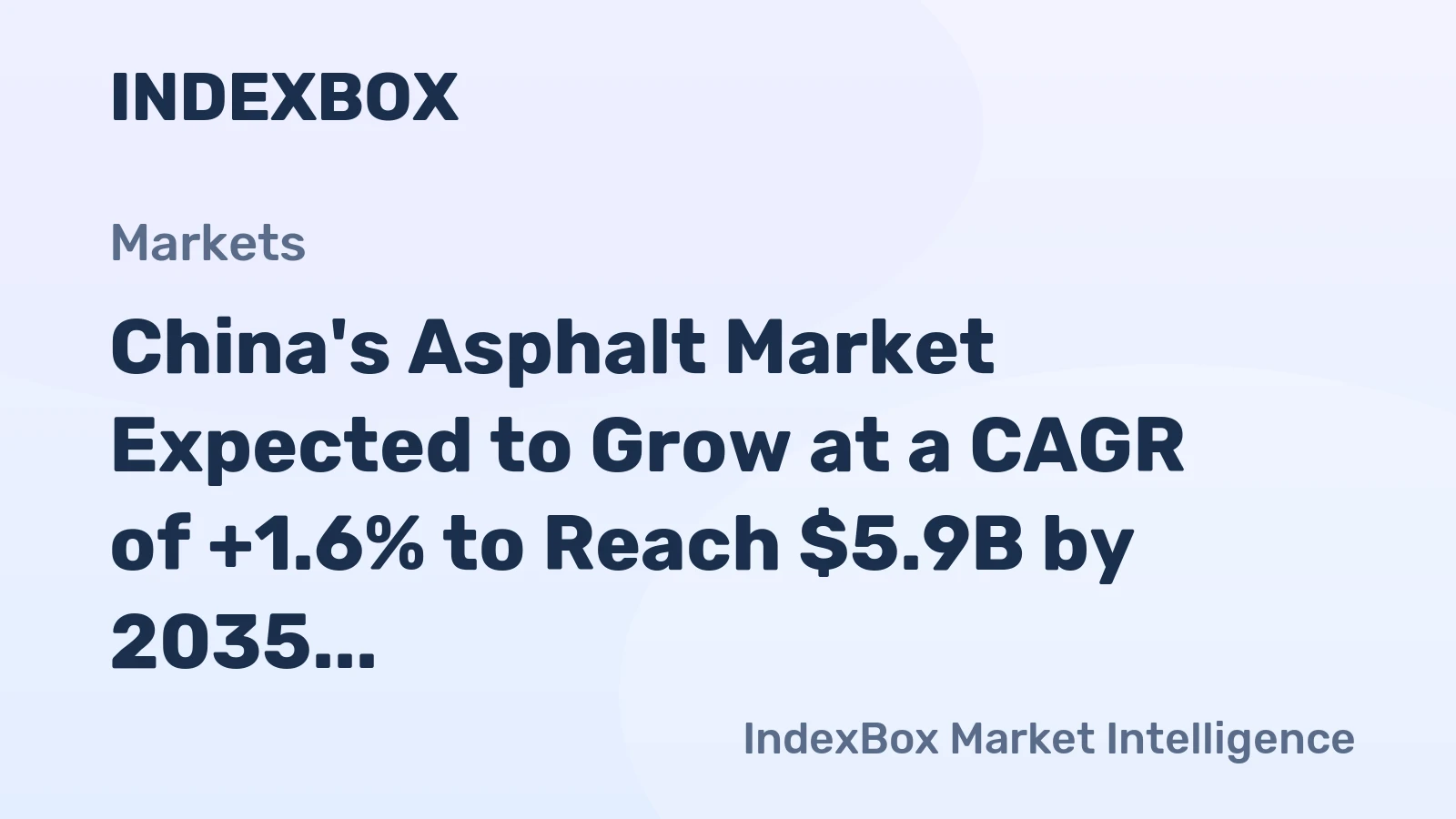 China's Asphalt Market Expected to Grow at a CAGR of +1.6% to Reach $5.9B by 2035