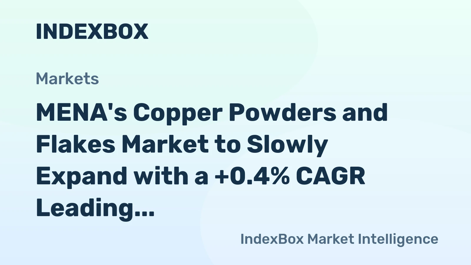 MENA's Copper Powders and Flakes Market to Slowly Expand with a +0.4% CAGR Leading to 13K Tons Consumption by 2035