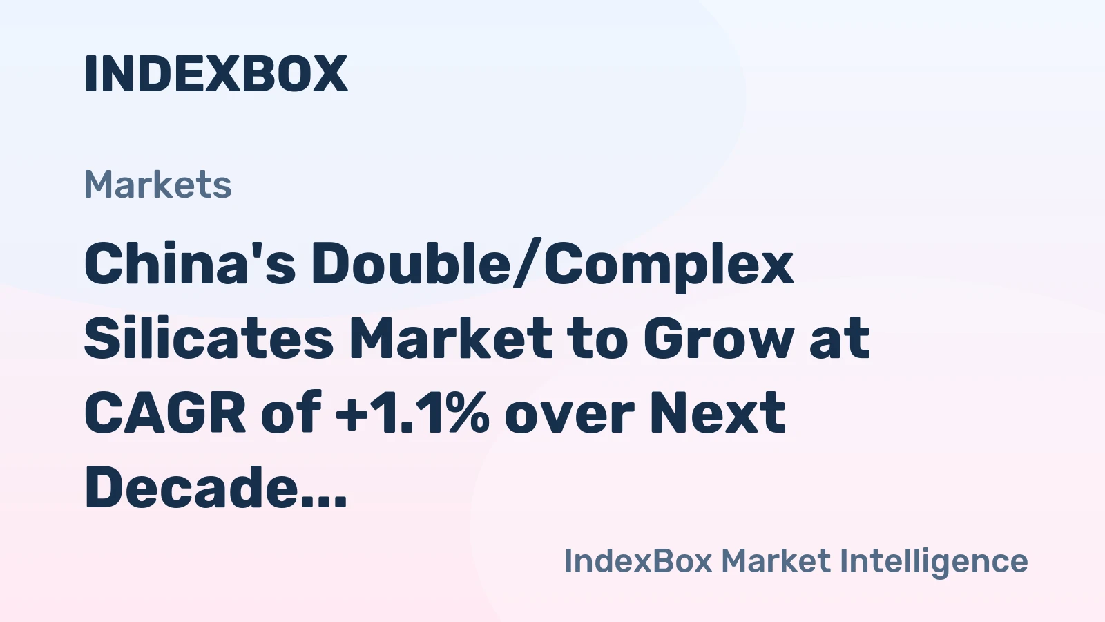 China's Double/Complex Silicates Market to Grow at CAGR of +1.1% over Next Decade