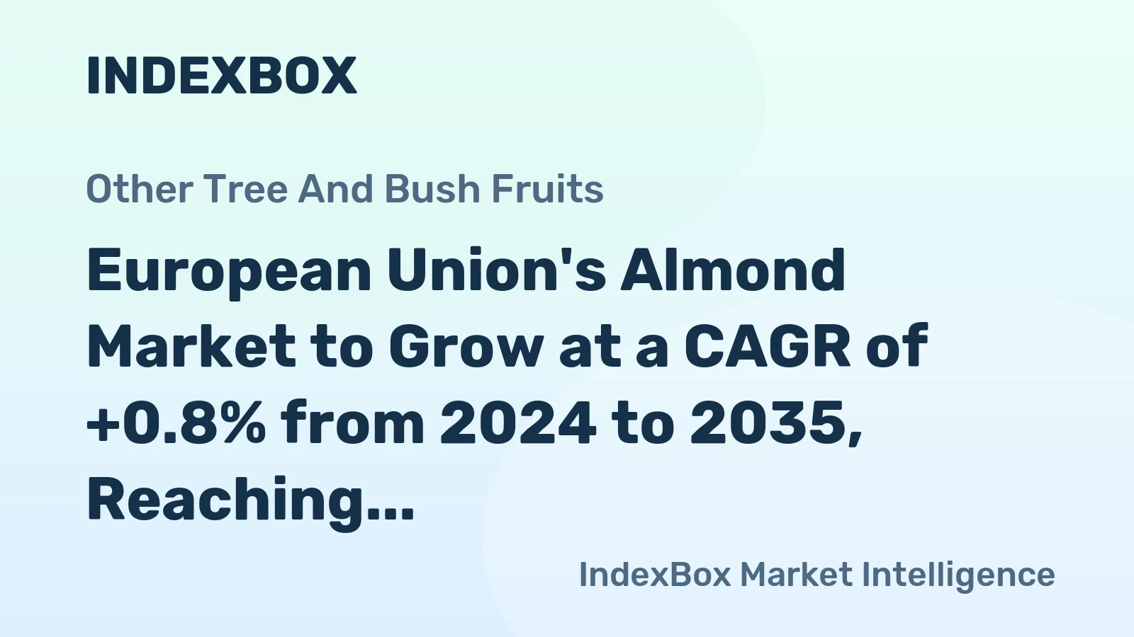 European Union's Almond Market to Grow at a CAGR of +0.8% from 2024 to 2035, Reaching $2.2B by 2035