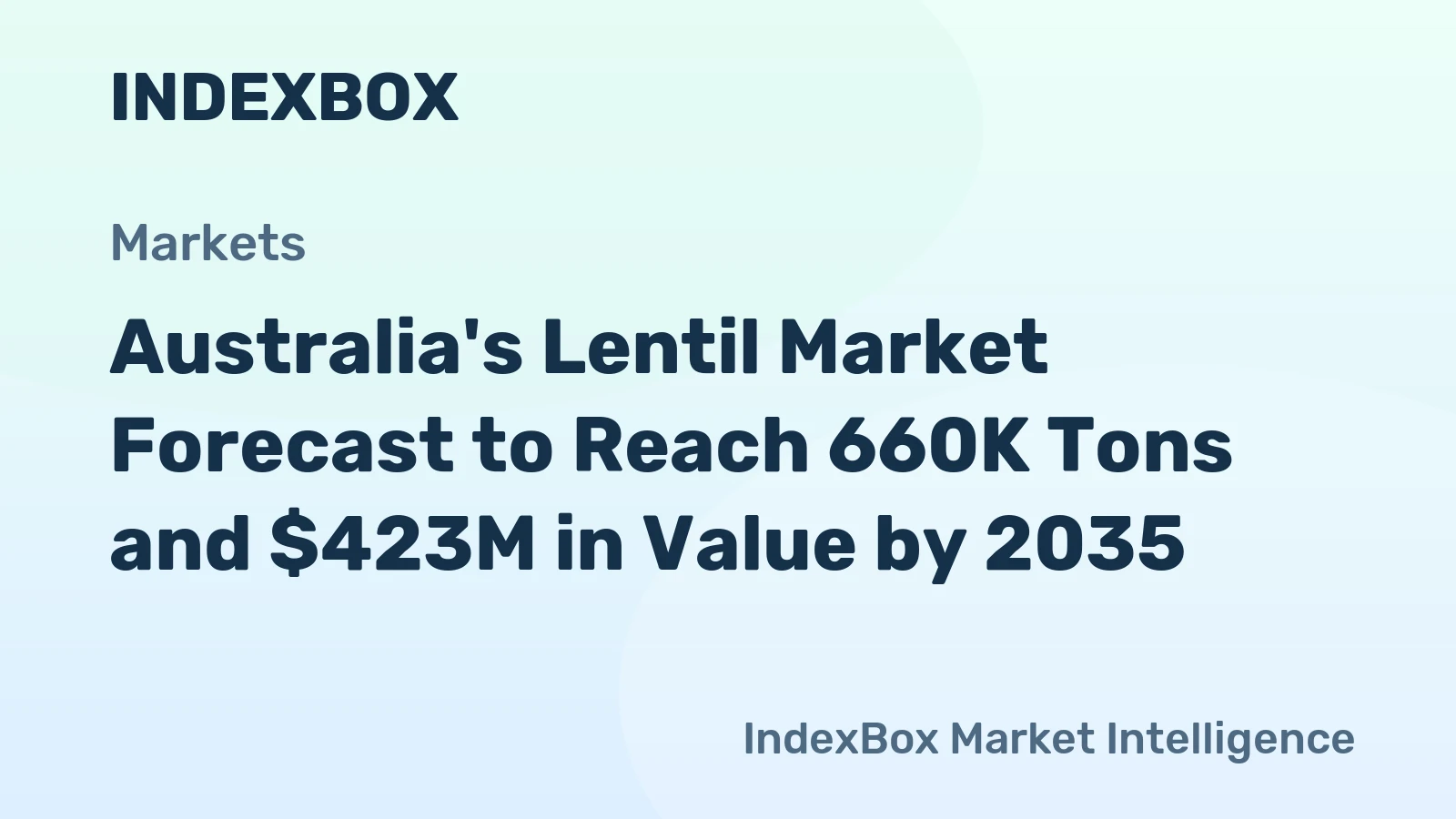 Australia's Lentil Market Forecast to Reach 660K Tons and $423M in Value by 2035