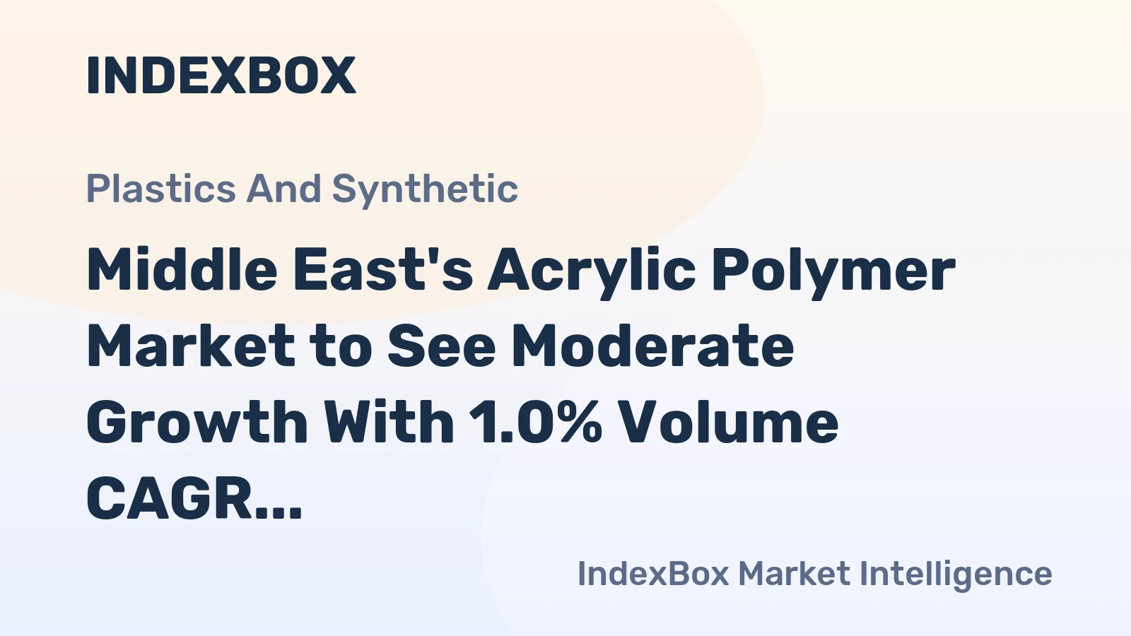 Middle East's Acrylic Polymer Market to See Moderate Growth With 1.0% Volume CAGR Through 2035