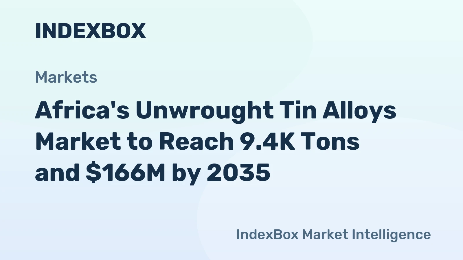 Africa's Unwrought Tin Alloys Market to Reach 9.4K Tons and $166M by 2035