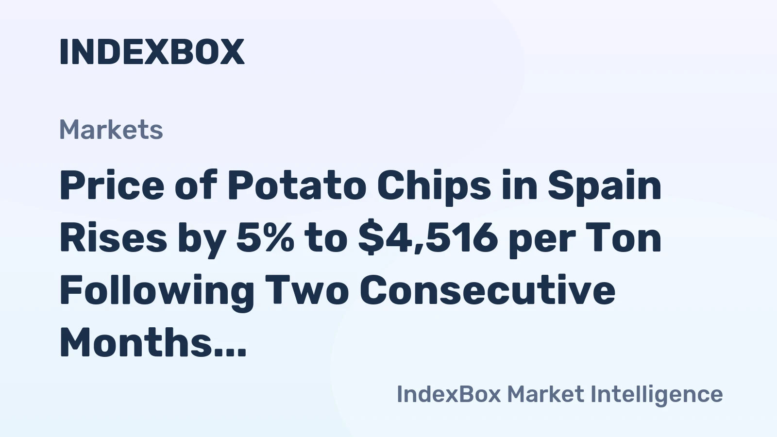 Price of Potato Chips in Spain Rises by 5% to $4,516 per Ton Following Two Consecutive Months of Increase