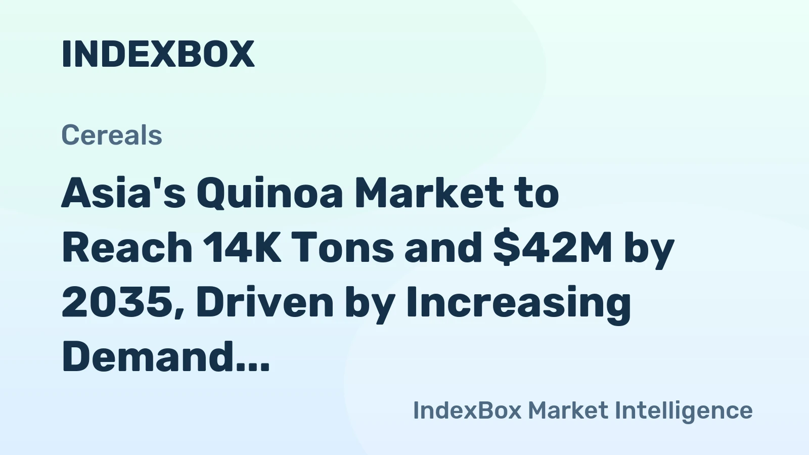 Asia's Quinoa Market to Reach 14K Tons and $42M by 2035, Driven by Increasing Demand