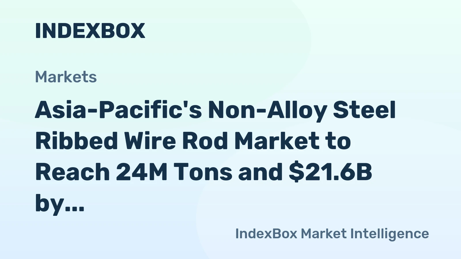 Asia-Pacific's Non-Alloy Steel Ribbed Wire Rod Market to Reach 24M Tons and $21.6B by 2035