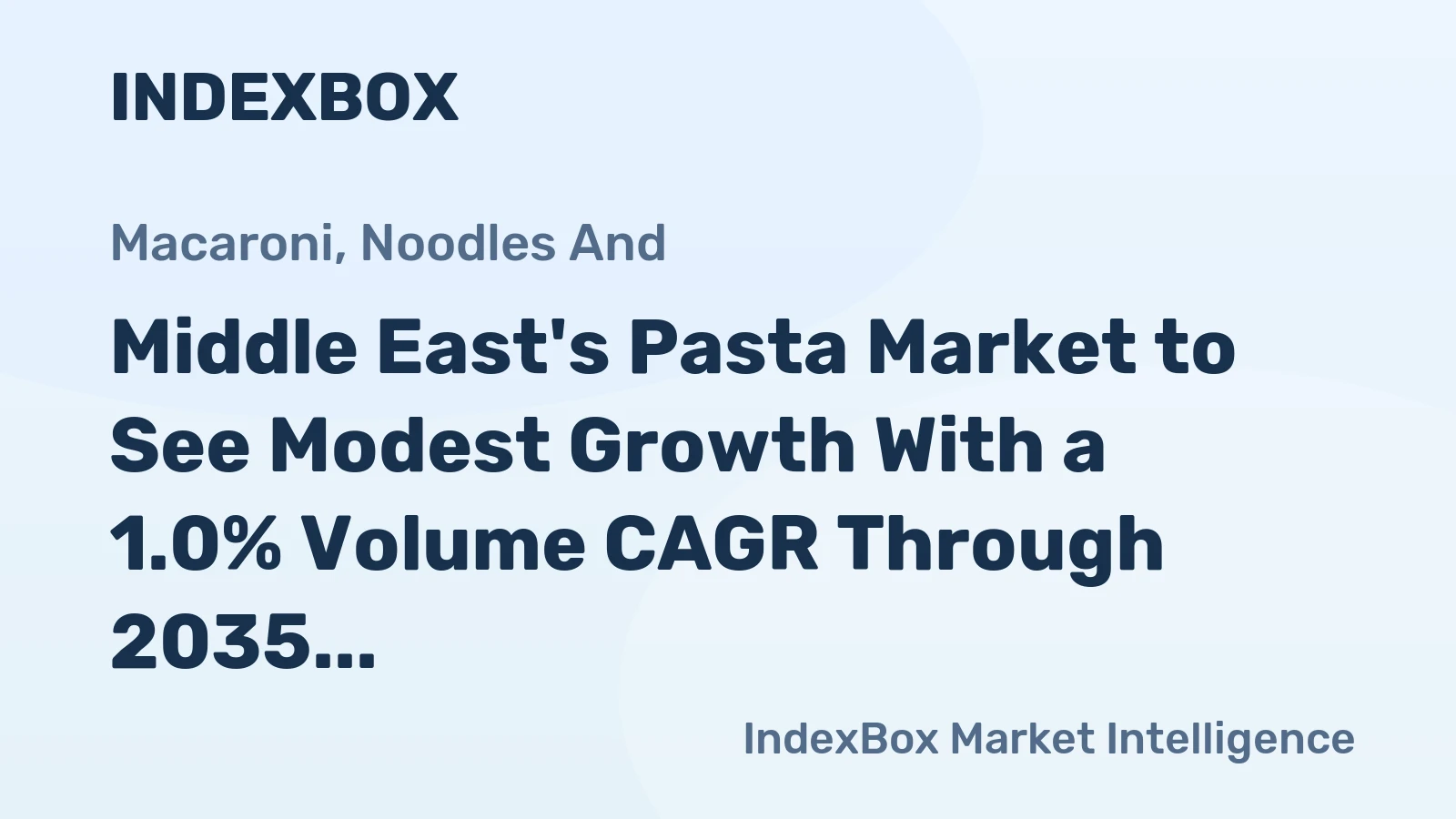 Middle East's Pasta Market to See Modest Growth With a 1.0% Volume CAGR Through 2035