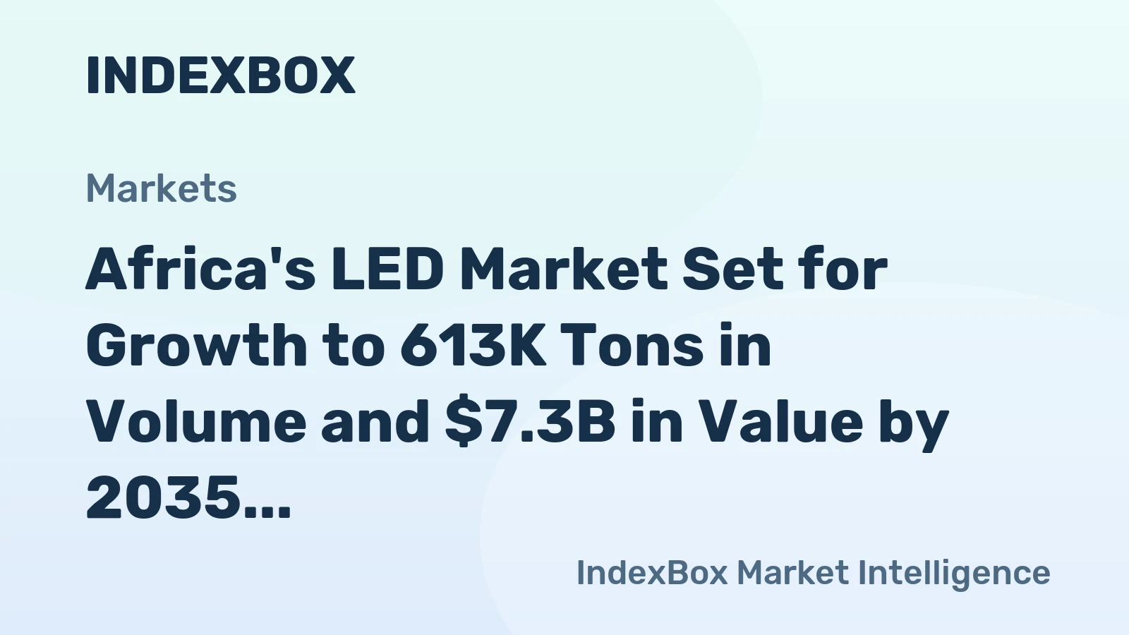 Africa's LED Market Set for Growth to 613K Tons in Volume and $7.3B in Value by 2035