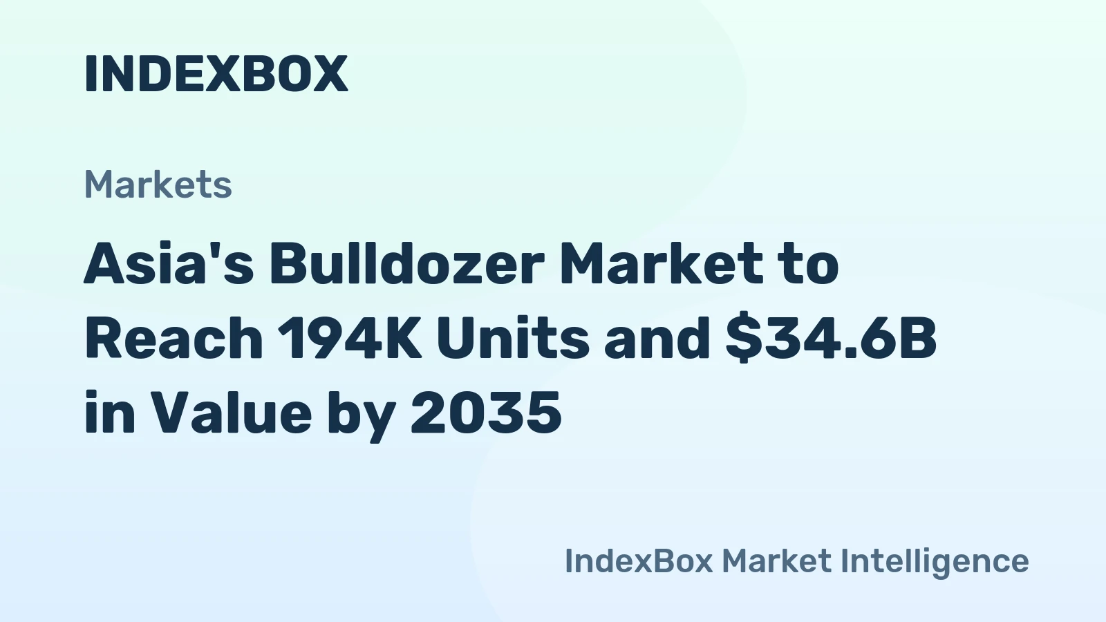Asia's Bulldozer Market to Reach 194K Units and $34.6B in Value by 2035