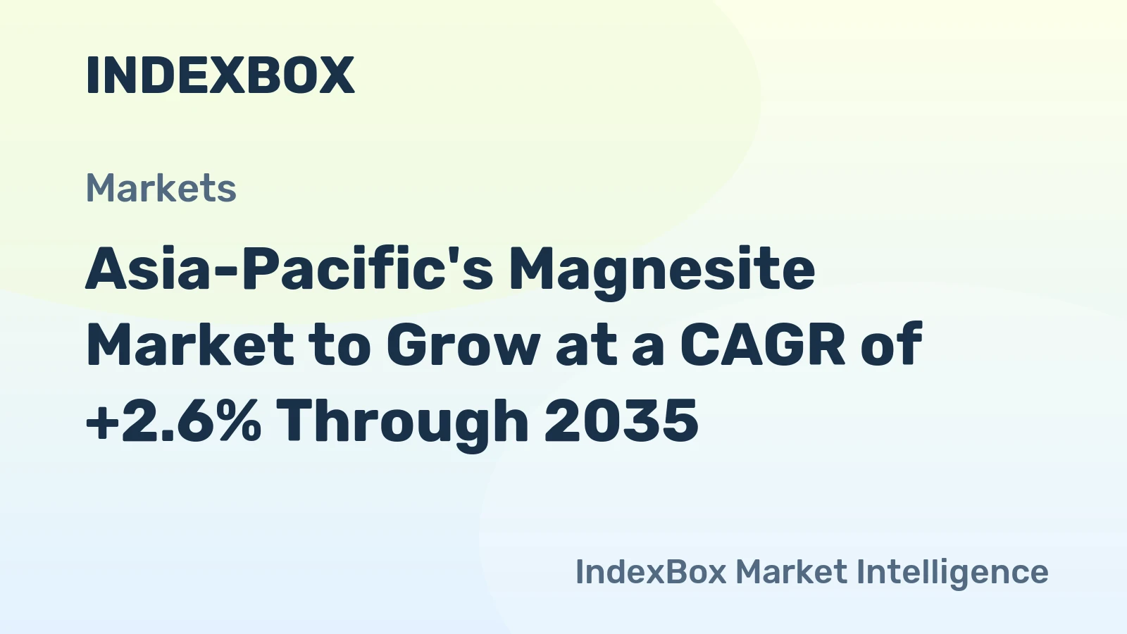 Asia-Pacific's Magnesite Market to Grow at a CAGR of +2.6% Through 2035